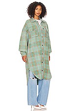 Free People Plaid Long Ruby Jacket in Sage Combo | REVOLVE