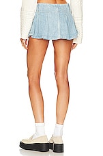 Free People Denim Pleated Micro Mini in Canyon Blue | REVOLVE