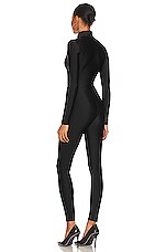 Good American Long Sleeve Zip Up Catsuit in Black001 | REVOLVE