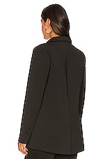 Good American Shiny Scuba Blazer in Black | REVOLVE