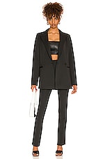 Good American Shiny Scuba Blazer in Black | REVOLVE