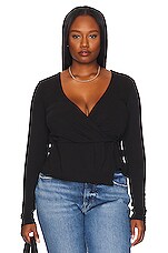 Good American Wrap Top in Black001 | REVOLVE
