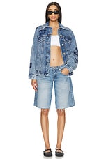 Ganni Patch Denim Jacket in Mid Blue Stone | REVOLVE