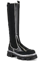 Ganni Cleated High Chelsea Boot in Black | REVOLVE