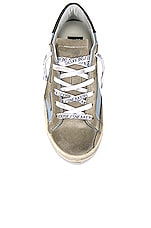 Golden Goose Superstar Sneaker in Pastel Sky, Taupe, & Black | REVOLVE