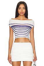George Trochopoulos Stripe Top in White & Blue | REVOLVE