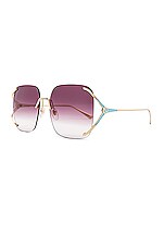 Gucci Rectangle Fork in Shiny Gold, Azure & Violet Gradient | REVOLVE