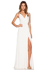 Halston Heritage Draped Cowl Back Gown in Bone | REVOLVE