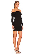 MONROW Supersoft Off Shoulder Mini Dress in Black | REVOLVE