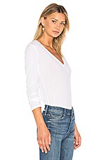 MONROW Jersey Long Sleeve V Neck Tee in White | REVOLVE
