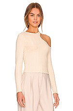 MONROW Flat Rib Asymmetrical Top in Off White | REVOLVE
