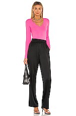 Helmut Lang Slash V Neck Top in Disco Pink | REVOLVE
