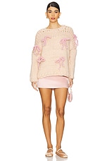 Hope Macaulay Cream Chunky Bow Sweater in Cream & Pink | REVOLVE