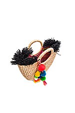 JADEtribe Round Fringe Tote in Black | REVOLVE