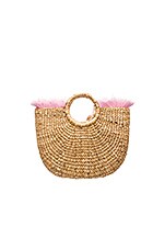 JADEtribe Round Fringe Tote in Blush and Pastel Tassel in Blush ...