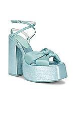 Jeffrey Campbell Seventies Platform Sandal in Turquoise Metallic Satin ...