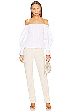 JONATHAN SIMKHAI STANDARD Whitney Puff Sleeve Top in White | REVOLVE