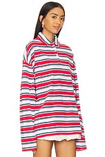 Jaded London Oversized Stripe Long Sleeve Top in Red Multi | REVOLVE