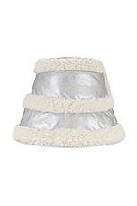 jocelyn Faux Shearling Metallic Bucket Hat in Ivory/silver | REVOLVE