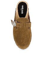 KATE CATE Allegra Suede Clog in Kaki | REVOLVE