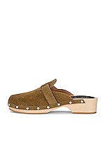 KATE CATE Allegra Suede Clog in Kaki | REVOLVE
