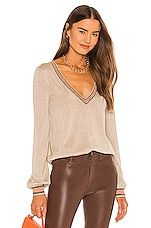 L'AGENCE Destiny V-Neck Sweater in Light Camel Multi | REVOLVE
