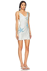 Leslie Amon Galli Mini Dress in White & Denim Blue | REVOLVE