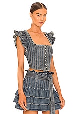 Love the Label Denim Corset Top in Acid Wash | REVOLVE