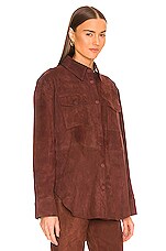 L'Academie Suede Leather Shacket in Brown | REVOLVE