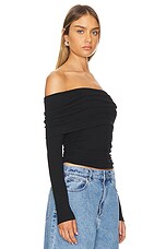 LNA Liya Ribbed Fold Over Top in Black | REVOLVE