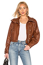 LPA Oversized Leather Jacket in Brown | REVOLVE