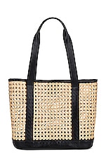 Lovestrength Natural Rattan Wicker Tote in Black | REVOLVE