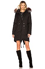 Mackage Rena Jacket With Fur Trim in Black & Pink | REVOLVE