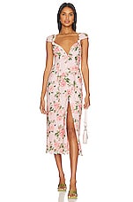 MAJORELLE Chrishelle Midi Dress in Pink & Green | REVOLVE