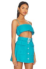 MATTHEW BRUCH X Revolve Structured Bandeau Crop Top in Aquamarine | REVOLVE