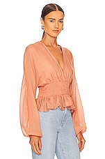 MINKPINK Tahlia Shirred Blouse in Terracotta | REVOLVE