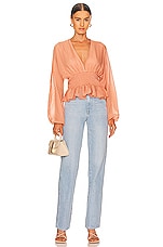 MINKPINK Tahlia Shirred Blouse in Terracotta | REVOLVE