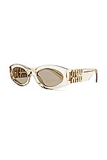 Miu Miu Oval Sunglasses in Sand Transparent | REVOLVE