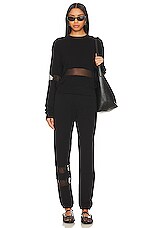 Michael Lauren Inacio Pullover With Mesh in Black | REVOLVE