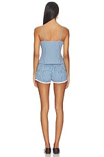 MORE TO COME Amanda Ruched Bloomer Set in Navy Gingham | REVOLVE
