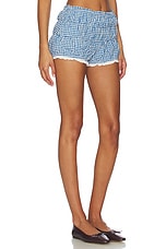 MORE TO COME Amanda Ruched Bloomer Set in Navy Gingham | REVOLVE