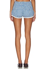 MORE TO COME Amanda Ruched Bloomer Set in Navy Gingham | REVOLVE