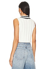MORE TO COME Jade Varsity Cropped Vest in White | REVOLVE