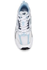 New Balance 530 in White, Dark Arctic Grey, Light Chrome, & Blue | REVOLVE