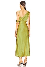 NICHOLAS Finley Asymmetrical Draped Midi Dress in Moss | REVOLVE