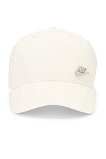 Nike Structured Metal Logo Cap in Coconut Milk & Metallic Silver | REVOLVE