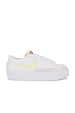 Nike Blazer Low Platform Sneakers in White & Life Lime | REVOLVE
