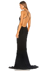 Norma Kamali Low Back Slip Mermaid Fishtail Gown in Black | REVOLVE
