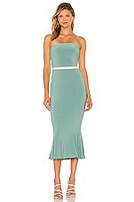 Norma Kamali Strapless Fishtail Midi Dress in Vintage Mint | REVOLVE