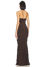 Norma Kamali Halter Turtle Fishtail Gown in Chocolate | REVOLVE